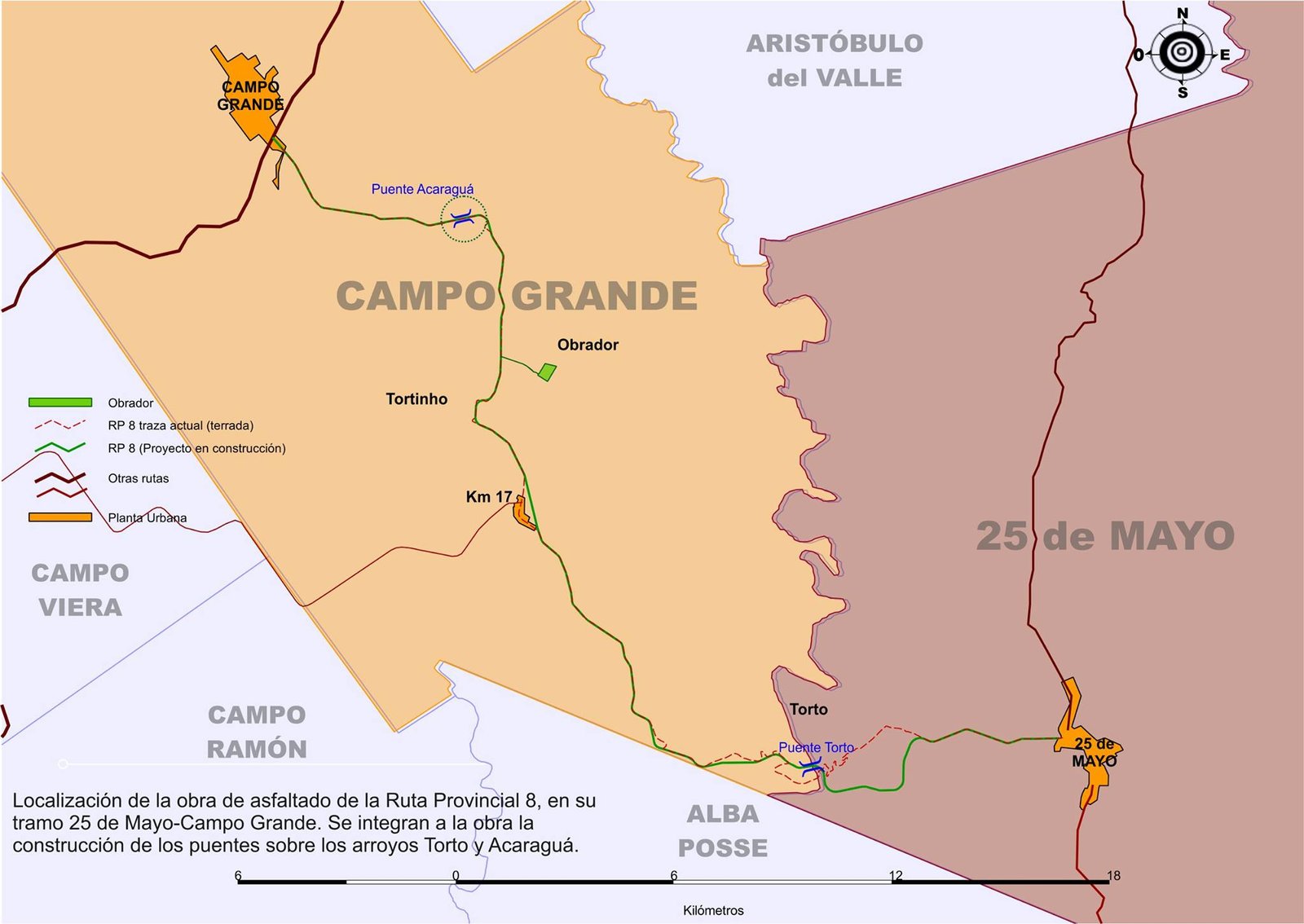 Culminó el asfaltado de la ruta provincial Nº 8; que une a Campo Grande ...